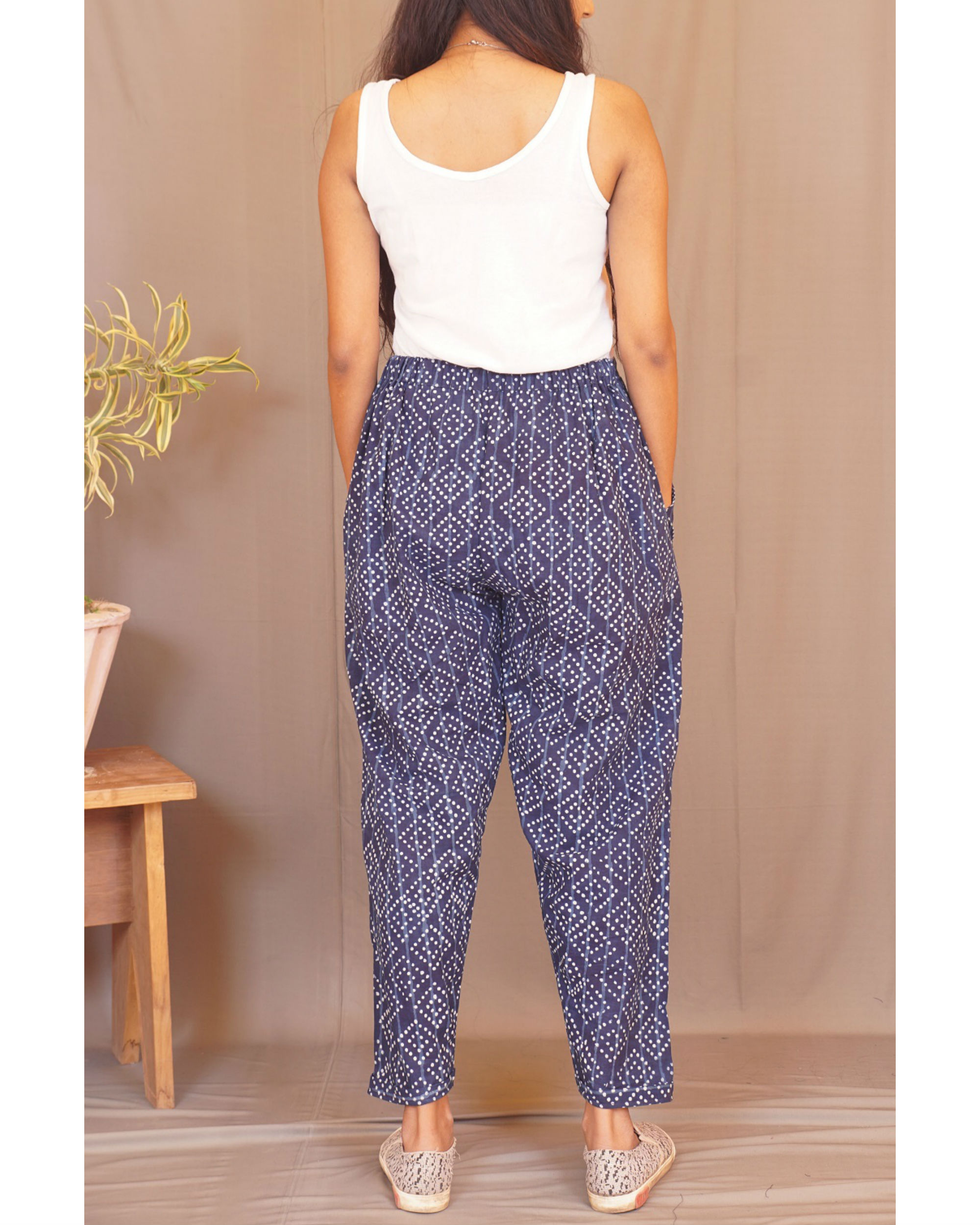 Polka indigo pajama by Bebaak | The Secret Label