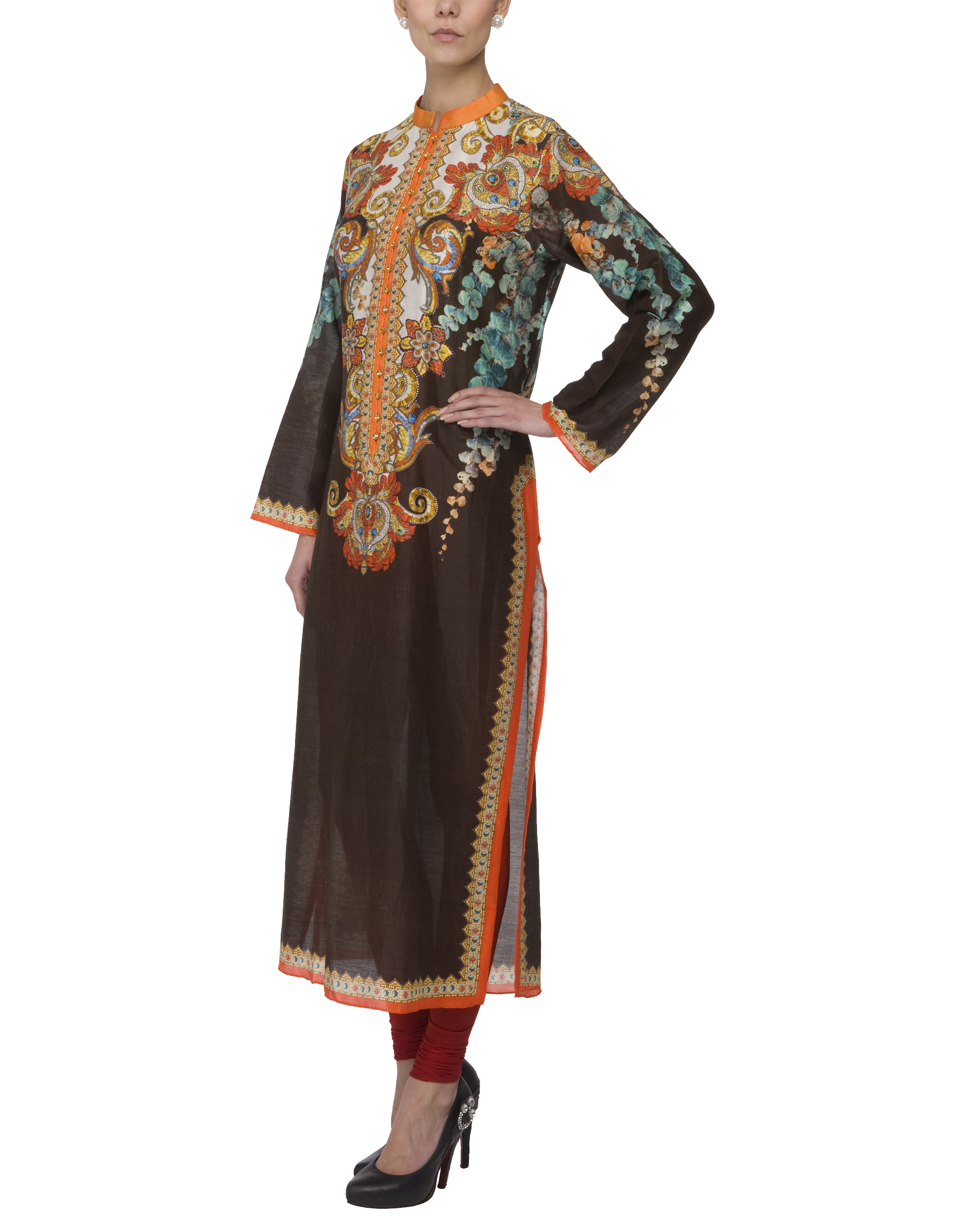 Long tunic with band collar by Rajdeep Ranawat | The Secret Label
