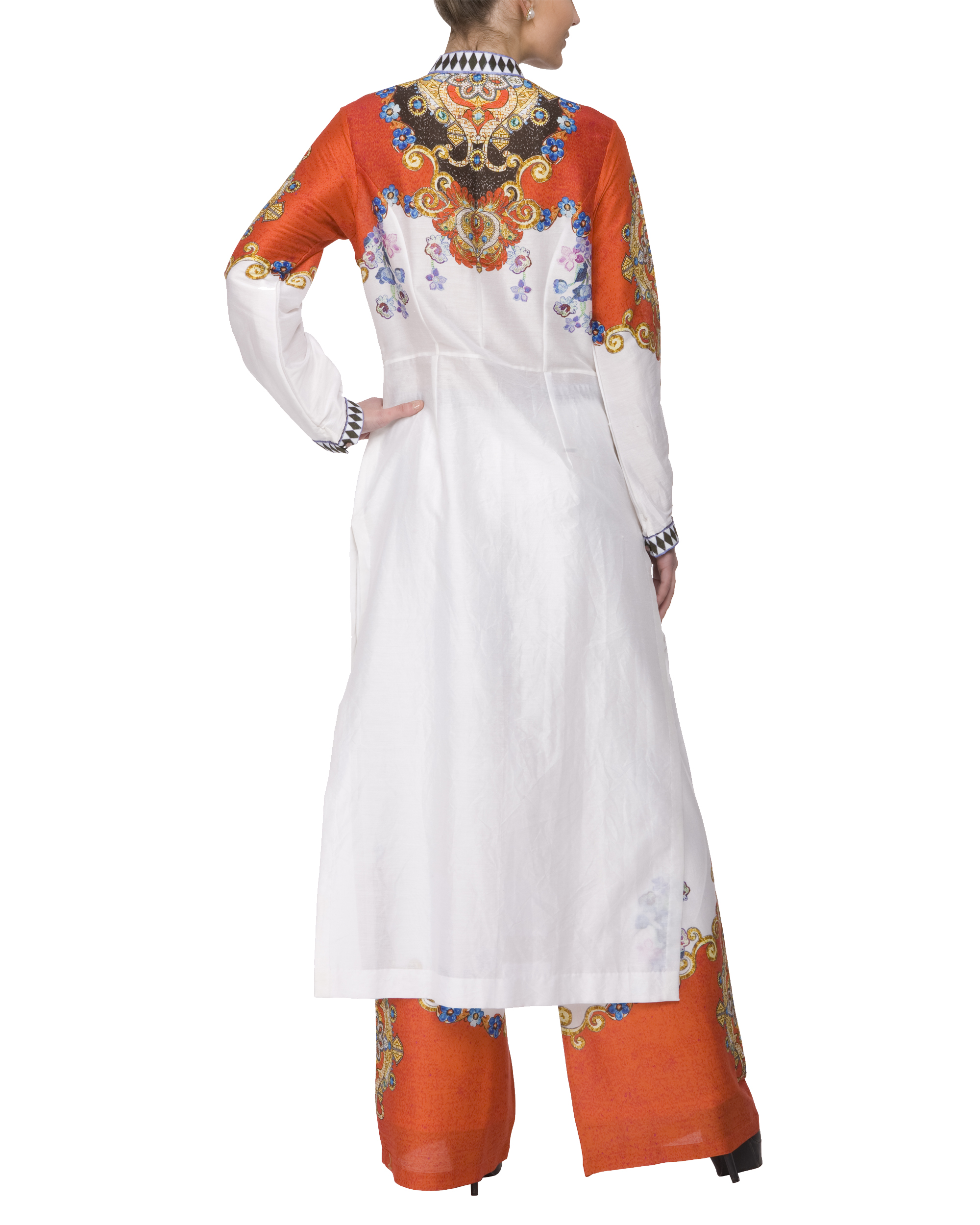 Orange black long kurti with palazzo by Rajdeep Ranawat | The Secret Label