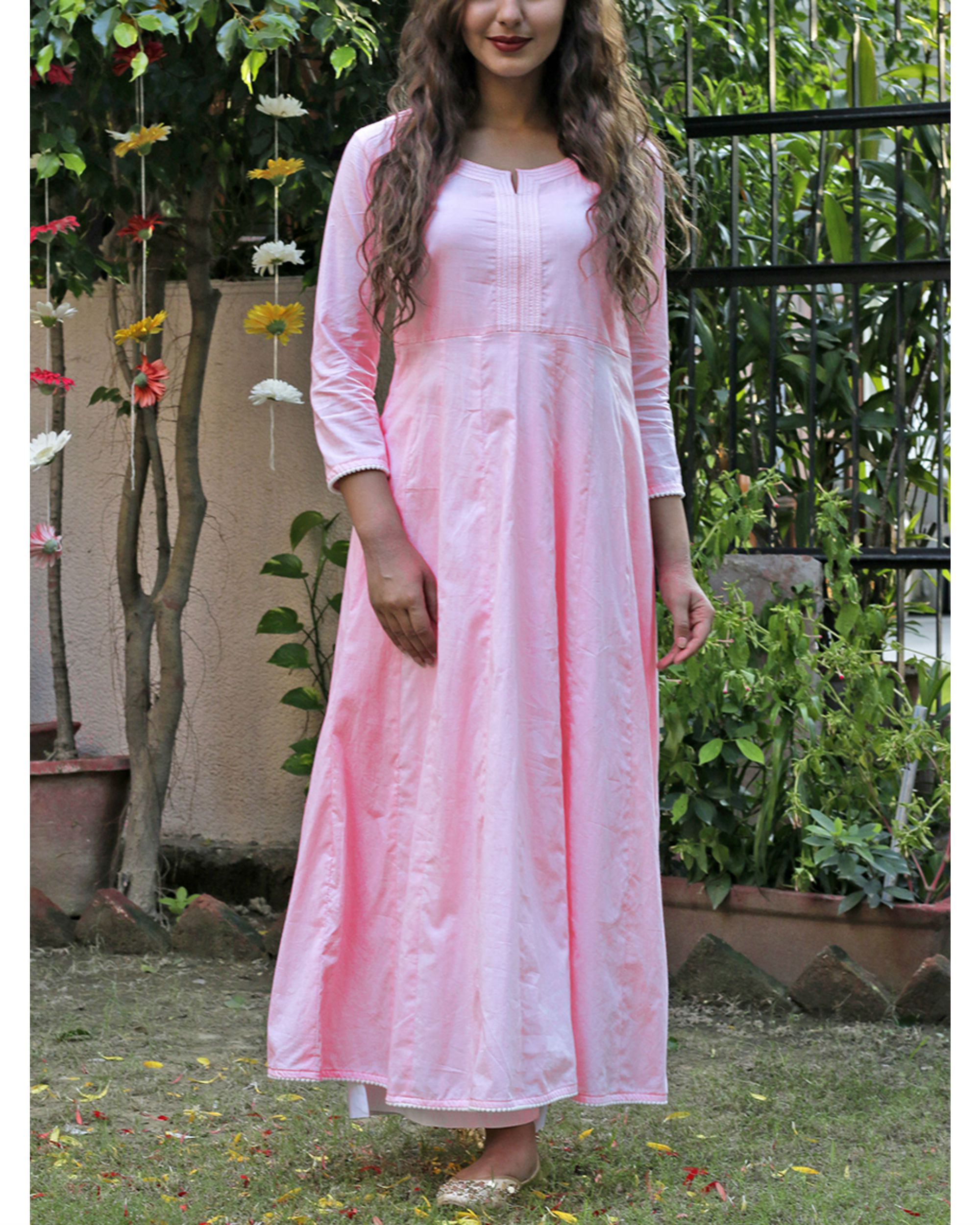 Baby pink anarkali Set by Raasleela | The Secret Label