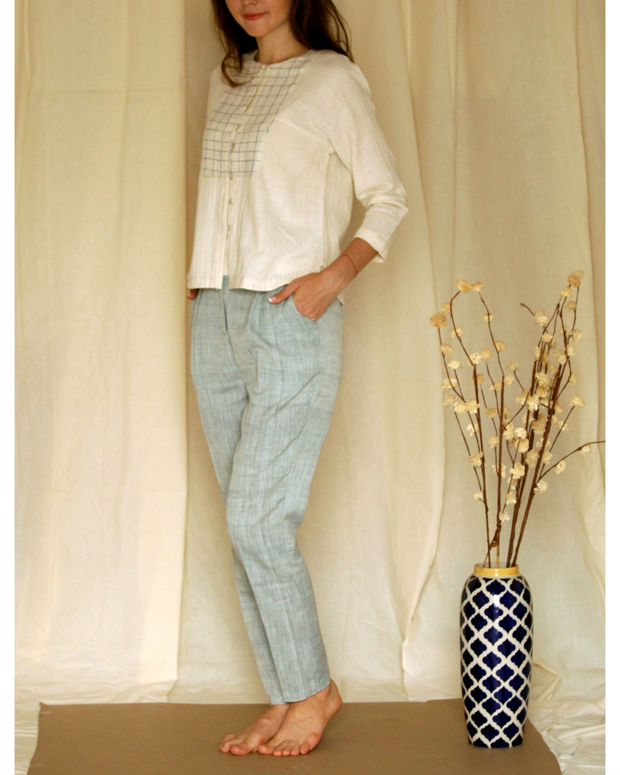 Off white speckled checker top by ANS | The Secret Label