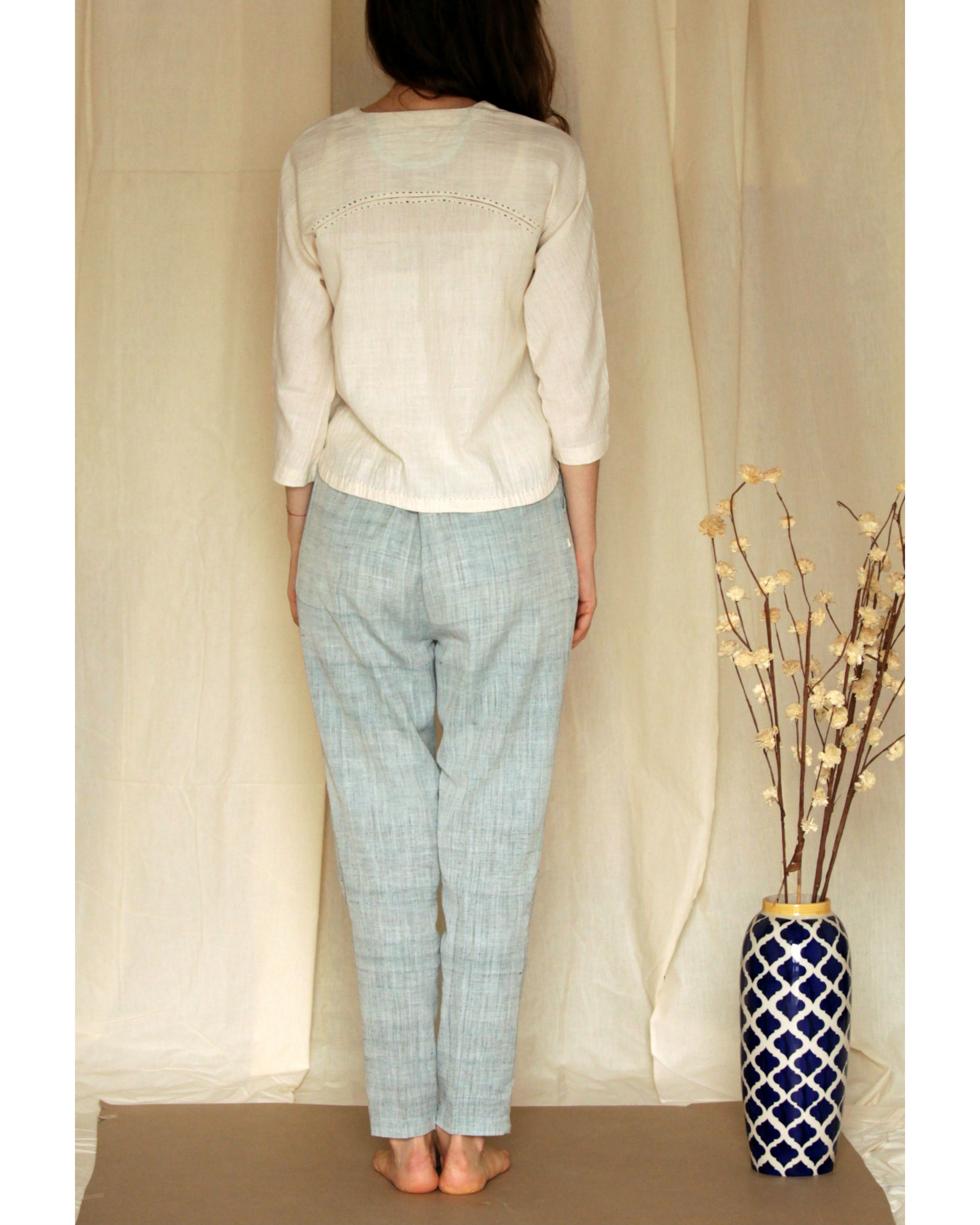 Off white speckled checker top by ANS | The Secret Label