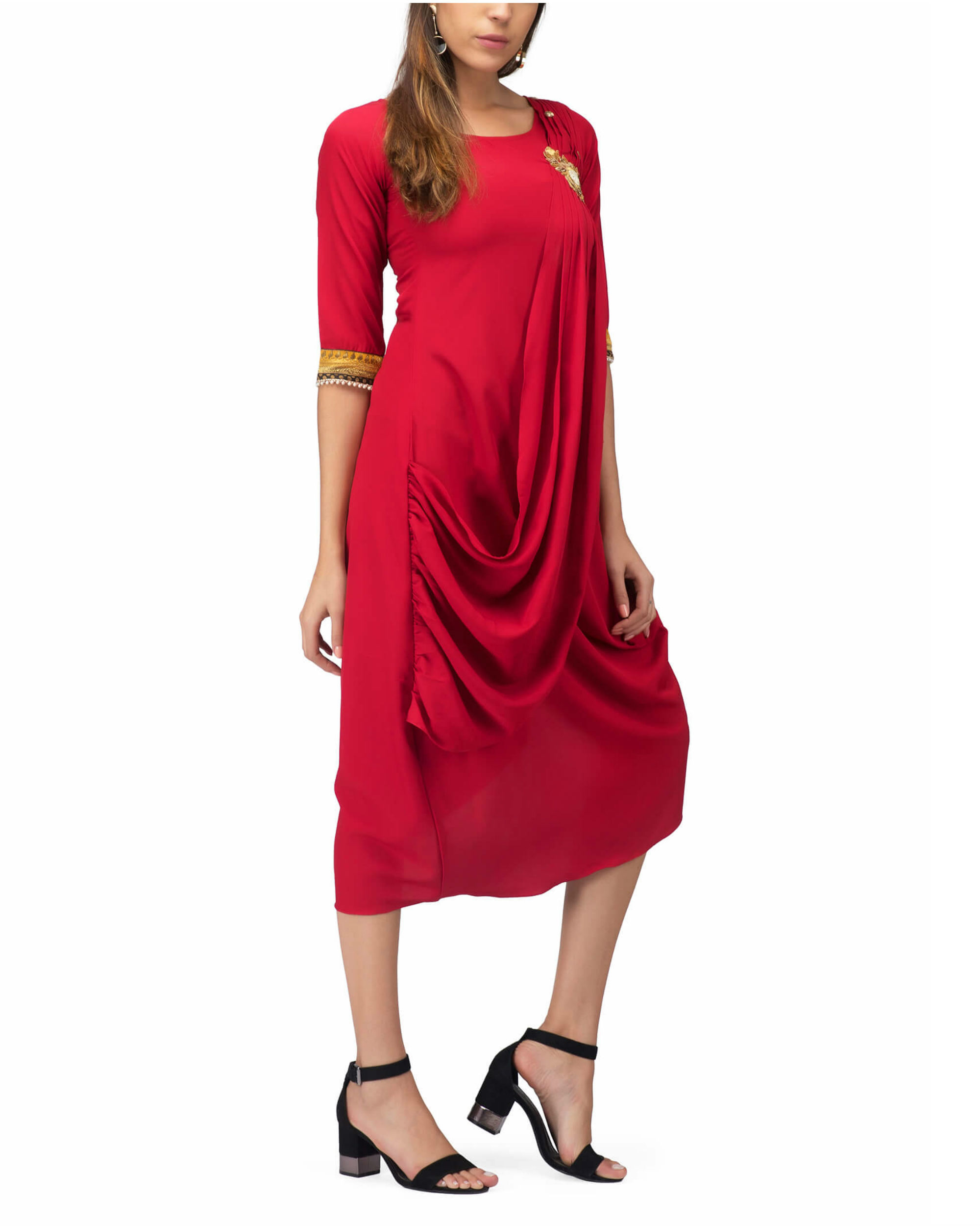 Red Drape Tunic by The Svaya | The Secret Label