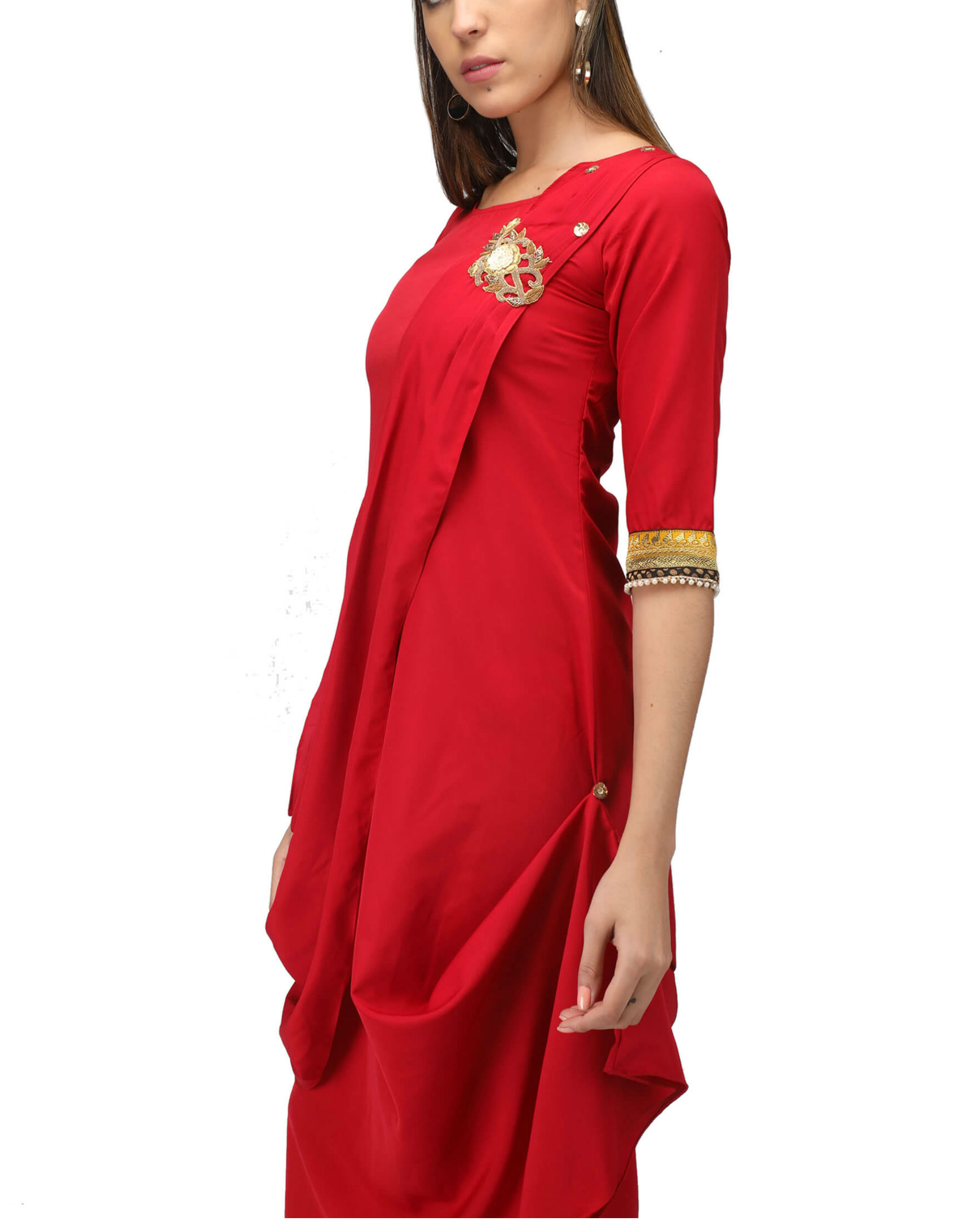 Red Drape Tunic by The Svaya | The Secret Label