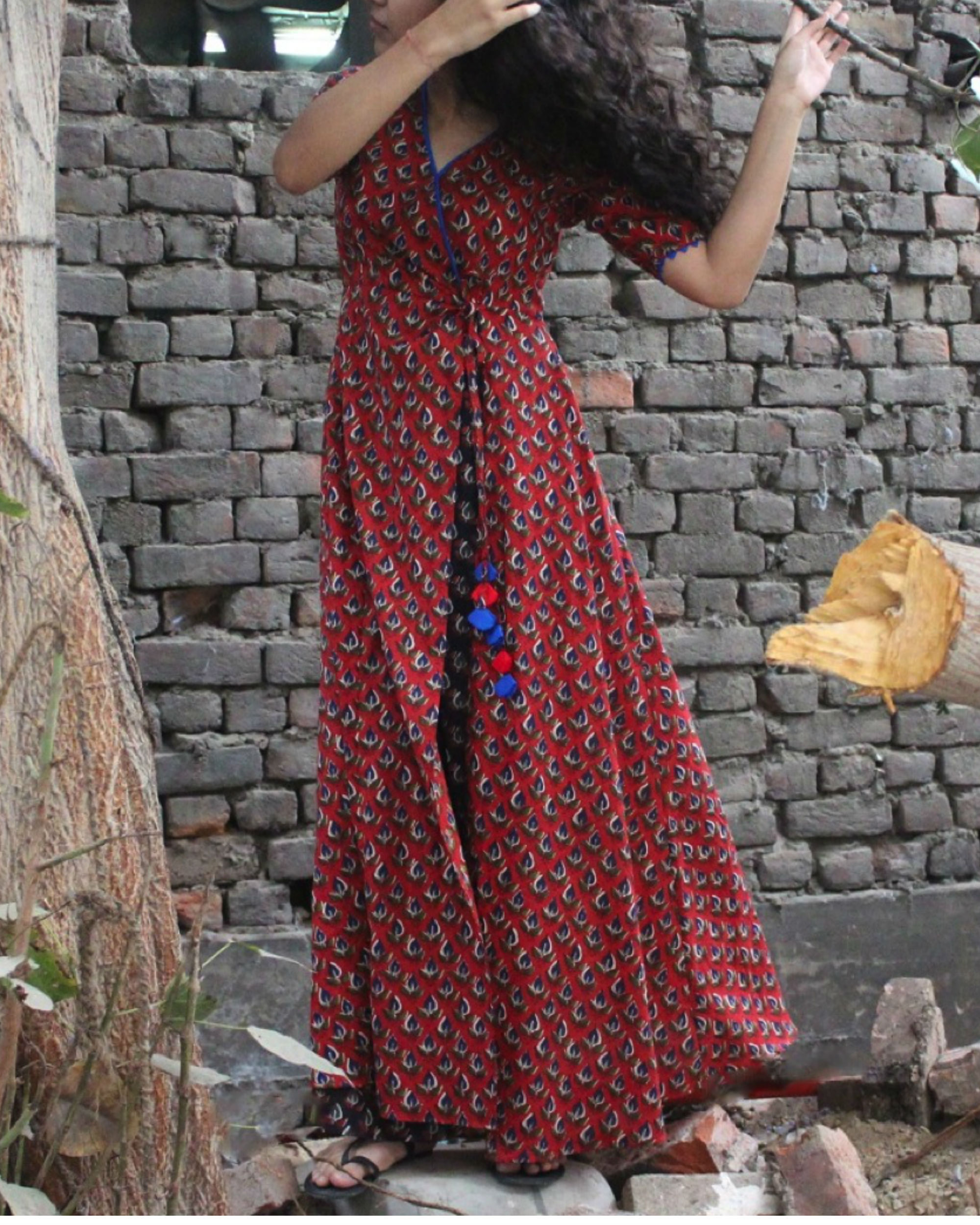 Brick red wrap dress by Charkhee Women | The Secret Label