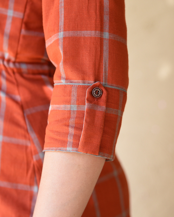 Rust checked shirt dress by Desi Doree | The Secret Label