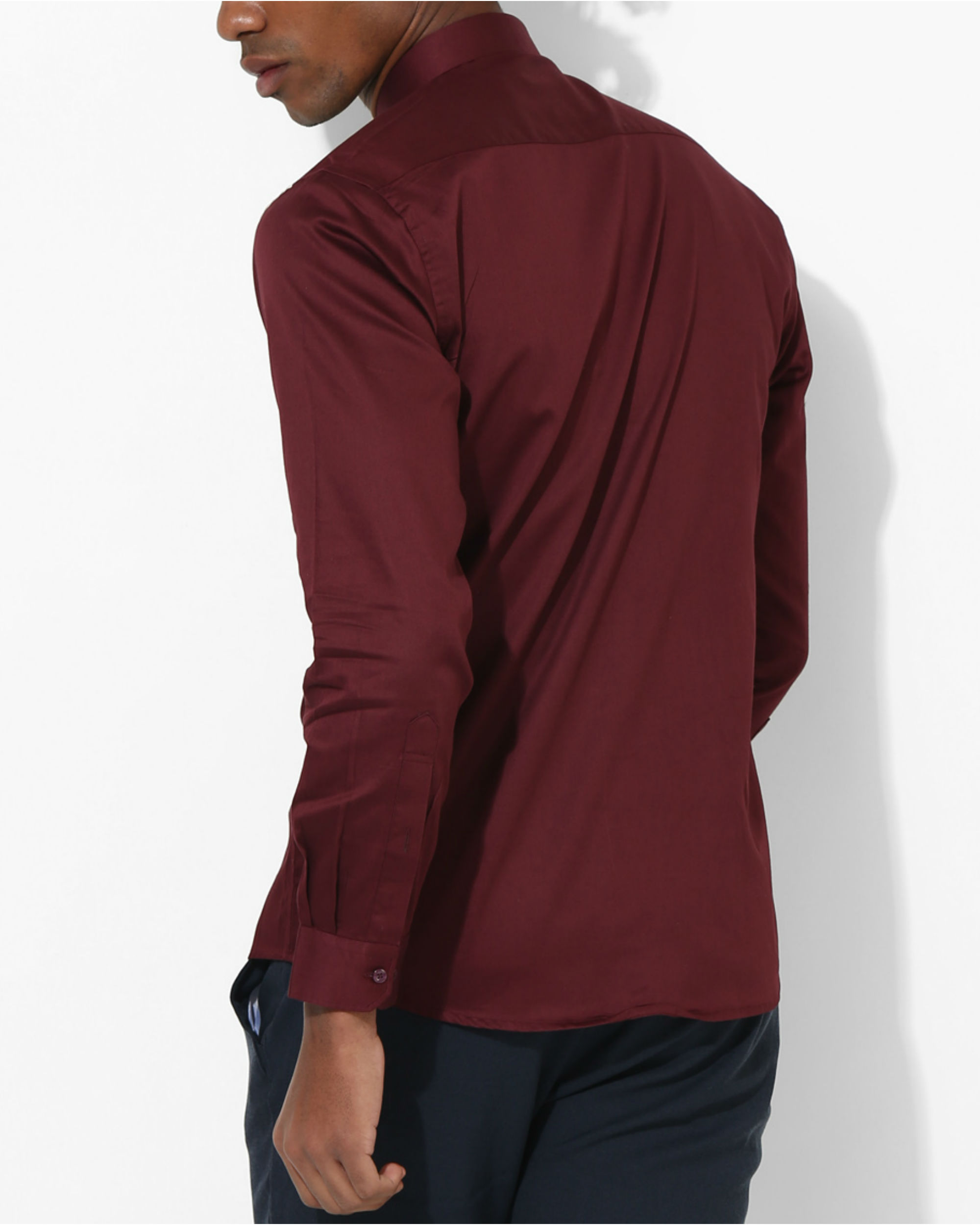 Maroon duo panel shirt by Green Hill | The Secret Label