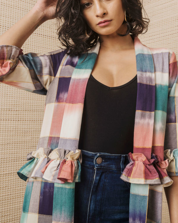 Handwoven multi color jacket by Jodi | The Secret Label