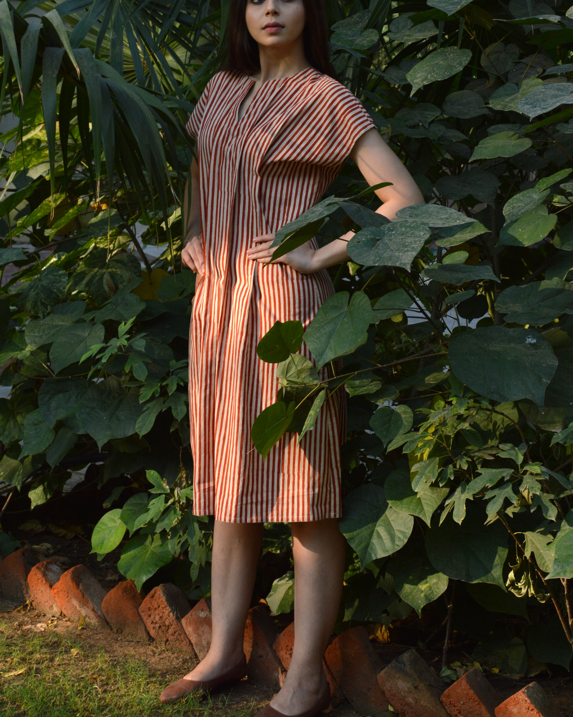 Red striped dress by Silai | The Secret Label