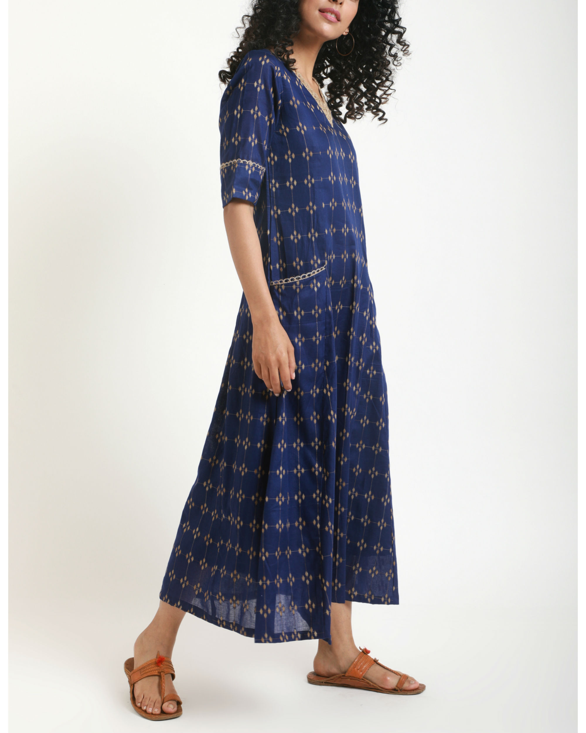 Blue Cotton Jute Dress by trueBrowns | The Secret Label