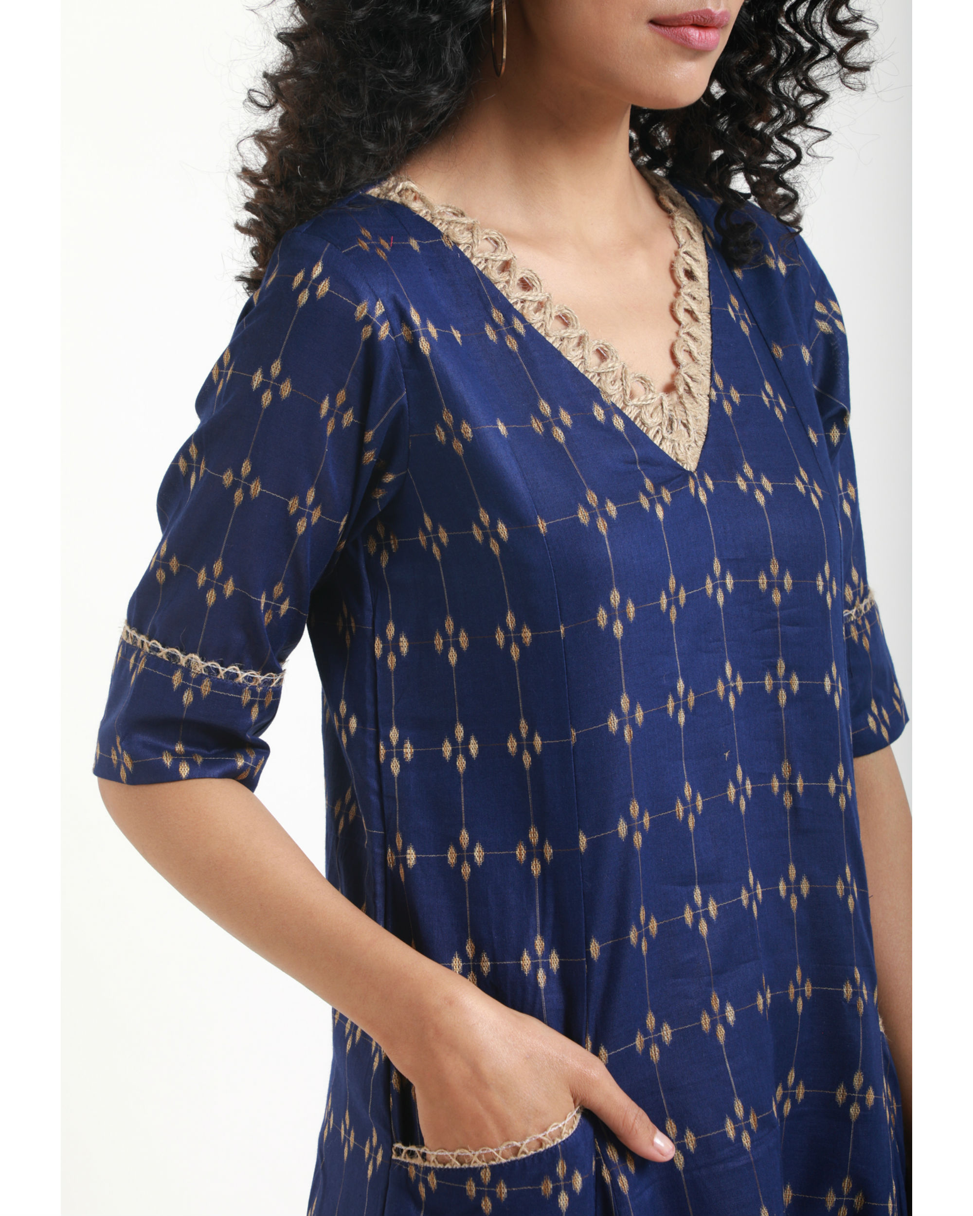 Blue Cotton Jute Dress by trueBrowns | The Secret Label